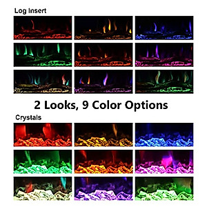 Joytain Electric Fireplace 40 inch Recessed and Wall Mounted, 750w/1500w Thin Wall Fireplace Heater with Timer, Remote Control, Adjustable Flame Colors for Living Room Bedroom, Black