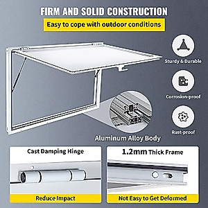 VEVOR Concession Window 64 x 40 Inch, Concession Stand Serving Window Door with Double-Point Fork Lock, Concession Awning Door Up to 85 Degrees for Food Trucks, Glass Not Included