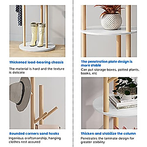 LIWSHWZ Freestanding Coat Rack with 9 Hooks and 3 Shelves, Hall Tree for Jackets, Coats, Hats, Bags, for Home Office Entryway Corridor (White)