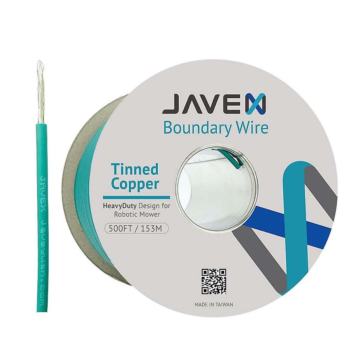 JAVEX Robotic Mower Boundary Wire- Tinned Copper Heavy Duty Universal for Husqvarvna, Worx and Other Lawn Auto-Mower Brands Installation Kit [3.4mm, 24x0.25mm] Green, 153M/500FT