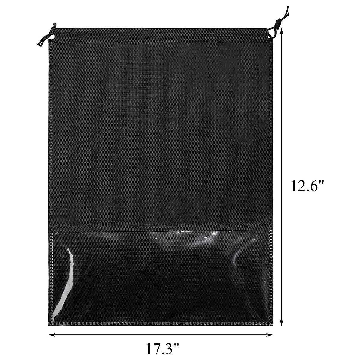 Coloch 30 Pack Non-woven Travel Shoes Bags with Rope, Black Large Shoes Packing Pouch Portable Multifunctional Organizer Bag with Clear Window for Shoes, Towel, Clothes, Toys, Home and Travel Use