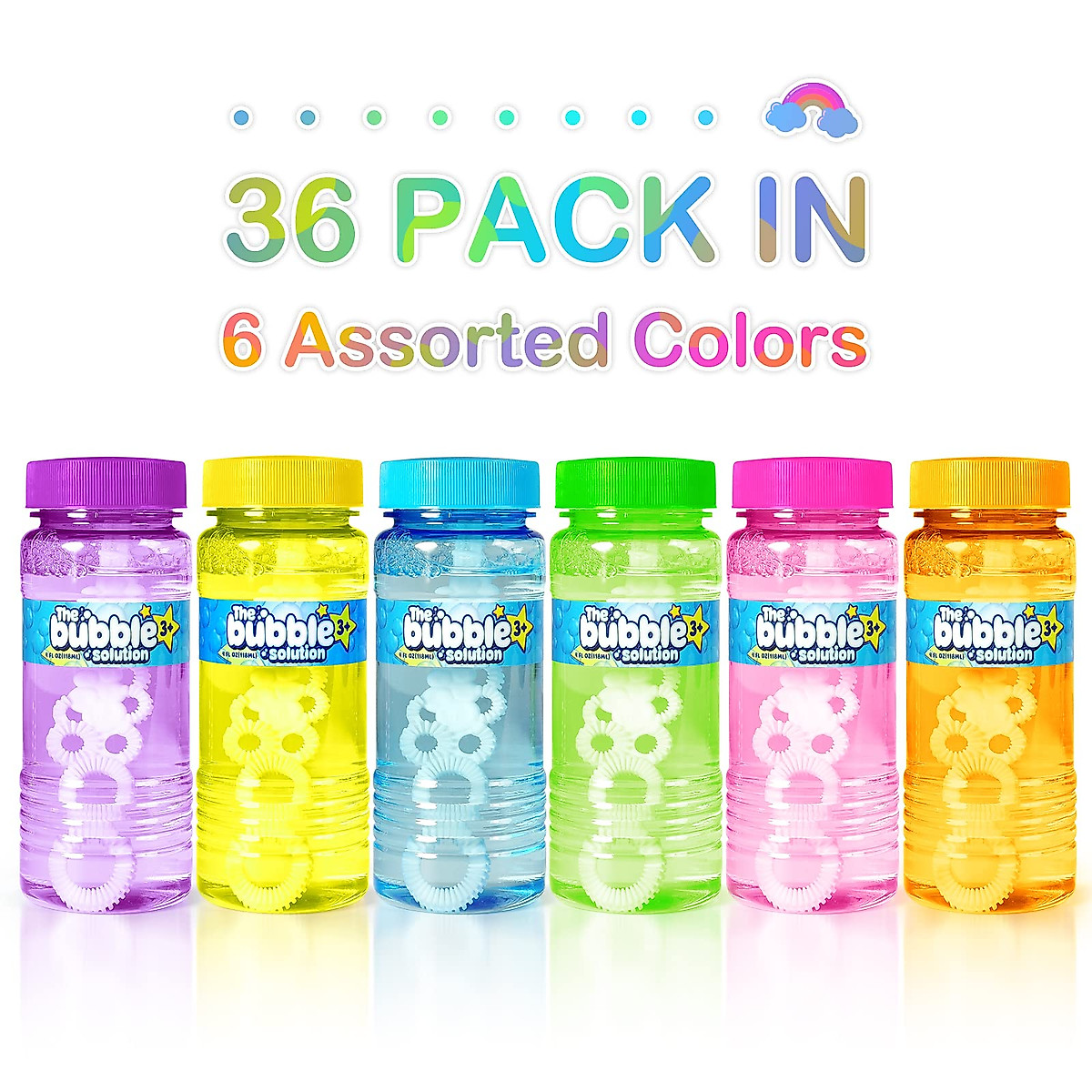 36 Pcs Bubble Bottles with Wand,Bubbles Party Favors for Kids,Summer Toys, Blow Bubbles Solution Novelty Toy, Party Favors, Birthday Party Supplies, Outdoor & Indoor Activity,4oz,6 Colors