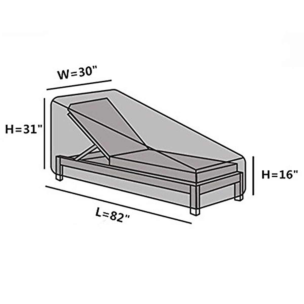 Fellie Cover 82-inch Patio Chaise Lounge Covers, Durable Outdoor Chaise Lounge Covers Water Resistant