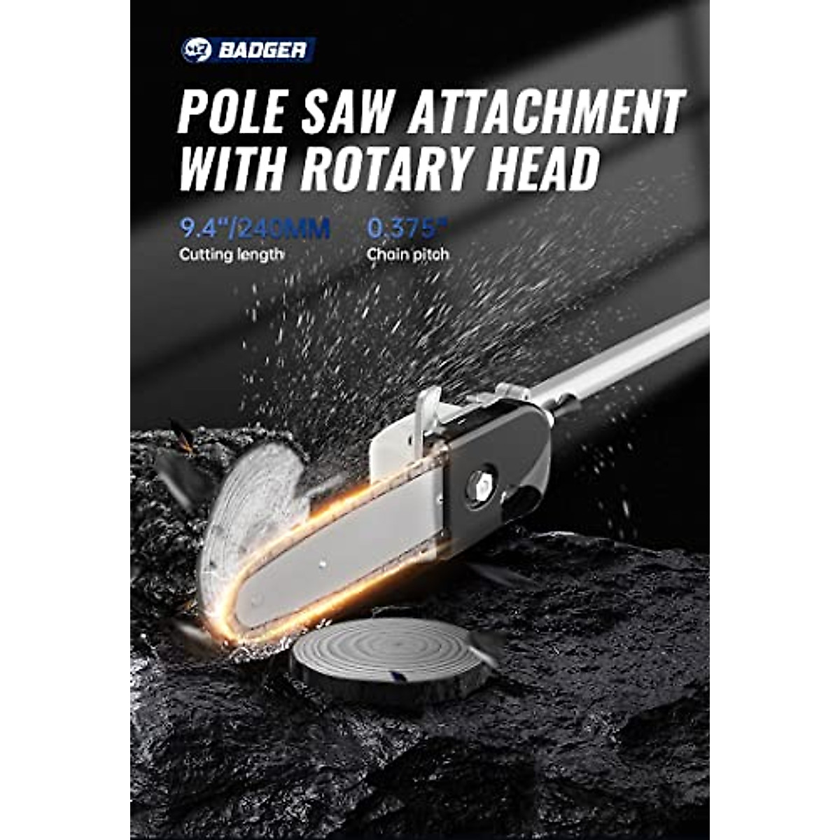 Sunseeker 10-Inch Pole Saw with 30-Inch Shaft Universal Attachment, Articulating Pole