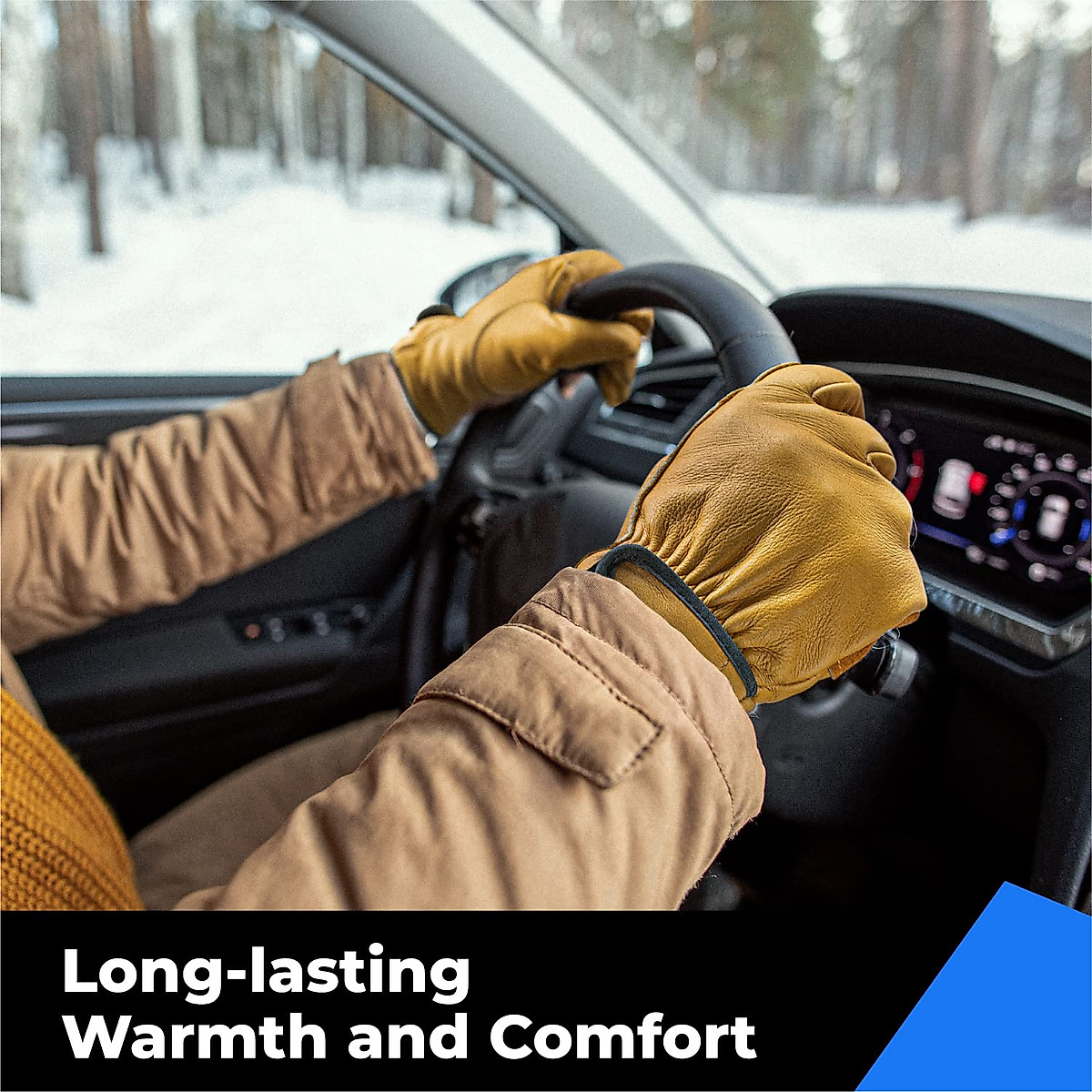 toolant Winter Leather Work Gloves, Warm Thinsulate Lining for Cold Weather Work, 100% Full Grain Cowhide with Abrasion and Puncture Resistance, Size Large