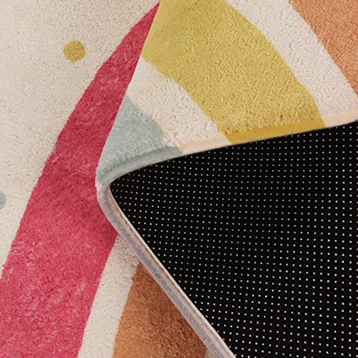 STARUIA Rainbow Rug for Baby Girls Bedroom,55"x47" Washable Area Rug for Princess Tent Castle,Hexagon Non-Slip Nursery Rug Ultra Soft Play Carpet for Kids Room Playpen Dorm