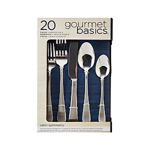 Gourmet Basics by Mikasa Satin Symmetry 20-Piece Stainless Steel Flaware Set, Service for 4