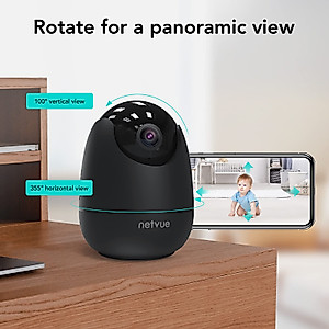 Netvue Indoor Camera, Enhanced Security Camera with Advanced AI Skills for Pet/Baby/Nanny, 1080P FHD 2.4GHz WiFi Night Vision Home Camera, 2-Way Audio Dog Camera Cloud Storage/TF Card, Black