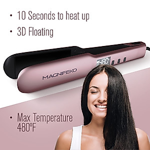 Professional Flat Iron - Hair Straightener Wide Plate Titanium Flat Iron - Infrared Hair Straightening (Rose Gold)