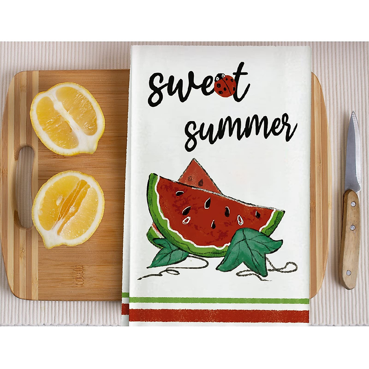 AnyDesign Watermelon Kitchen Dish Towel 18 x 28 Sweet Summer Tea Towels Watermelon Truck Hand Drying Cloth Towel Decorative Dishcloth for Holiday Kitchen Cooking Baking Bathroom, 4Pcs
