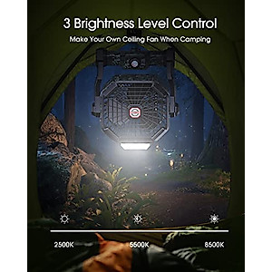 Camping Fan with LED Lantern, 10400mAh 8-Inch Rechargeable Outdoor Tent Fan, 270°Head Rotation, Stepless Speed and Quiet Battery Operated Personal USB Desk Fan for Camping, Office, Fishing, Travel