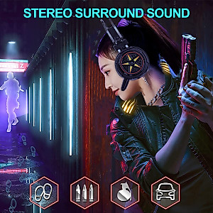 Olyre Gaming Headset G3 for PS4 PS5 Xbox One Switch PC with Noise Canceling Deep Bass Stereo Sound…Over Ear Headphones with Mic, Glowing LED Light, Bass Surround, Soft Earmuffs for Laptop MacNES Games