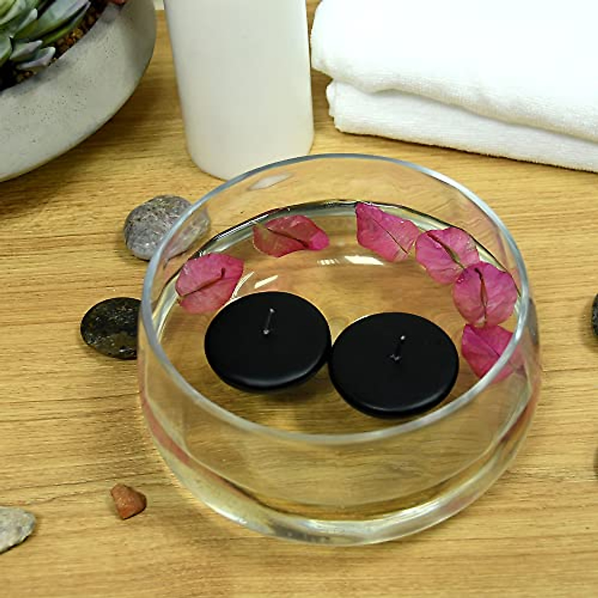 Zest Candle 24-Piece Floating Candles, 2.25-Inch, Black