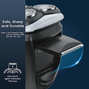 SweetLF Electric Shavers for Men(Plus 3 Blades),Electric Razor for Men,Men’s Electric Shavers Wet & Dry Rotary Shavers, Rechargeable/100% IPX7 Waterproof/Pop-up Trimmer/Cordless Floating Head