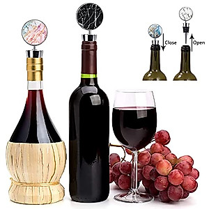 Wine Bottle Stoppers,Decorative Reusable Wine Stoppers Beverage Bottle Stopper Wine Corks Silicone Stainless Steel Wine Saver Plug For Gifts, Bar, Holiday Party, Wedding (Stoppers Bloom Flower 2pack)