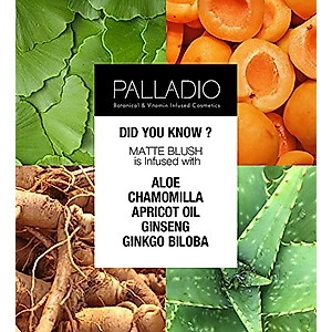 Palladio Matte Blush, Brushes onto Cheeks Smoothly, Soft Matte Look and Even Finish, Flawless Velvety Coverage, Effortless Blending Makeup, Flatters the Face, Convenient Compact, Peach Ice