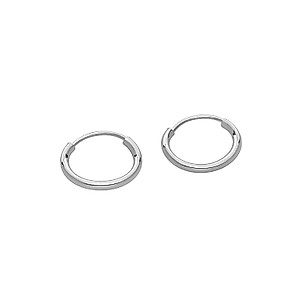 14k Gold Small Endless Hoop Earrings for Ears, Cartilage, Nose or Lips, 10mm (white-gold)