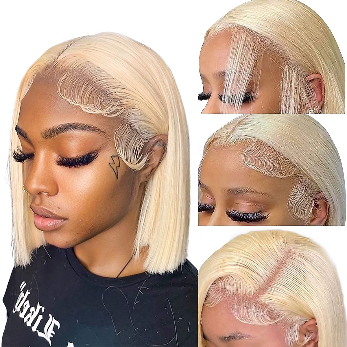 SUPERLOOK Blonde Bob Wig Human Hair 613 Lace Front Wig Human Hair 13X4 lace Front Bob Wig Human Hair Pre Plucked With Baby Hair 210% Density 613 Short Bob Wigs Human Hair for Women 10inch