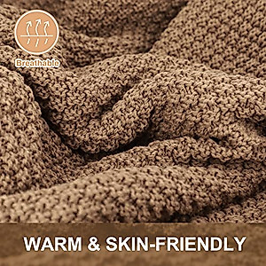 Throw Blanket for Couch, Knit Throw Blanket with Tassels, Skin Friendly, Ventilated and Breathable, Super Soft Warm Decorative Blanket for Bed, Sofa and Living Room