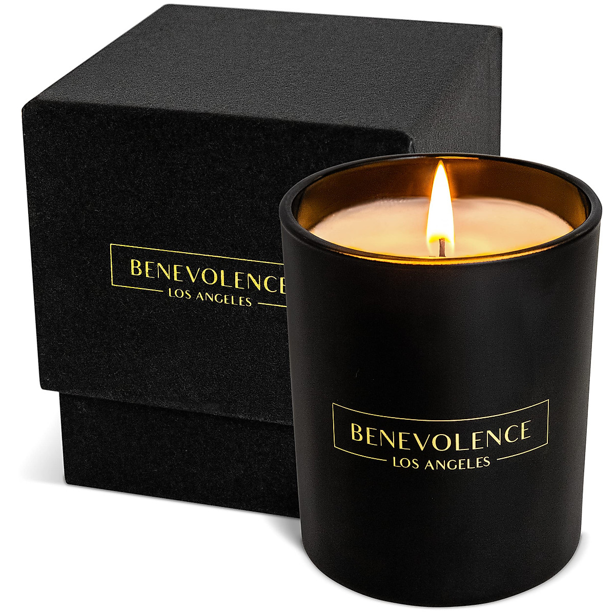 Benevolence LA Rose & Sandalwood Scented Candle | 8 oz Scented Candles for Home Scented | Natural Soy Candles Gifts for Women | 45 Hour Burn Aromatherapy Candle | Summer Candles