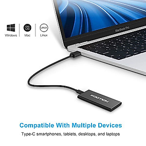 KOOTION 1TB External SSD Hard Drive USB 3.1 Type-c Ultra-Slim Portable Solid State Drive 1TB, Read up to 500MB/s & Write up to 450MB/s