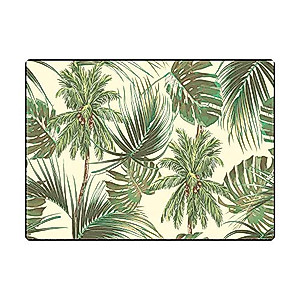Sertiony Modern Area Rug Washable Area Rug 5X7 Feet Palm Trees Tropical Leaves Monstera Leaf Summer Pattern Background Botanical Decoration Living Room Bathroom Bedroom