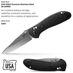Benchmade - Griptilian 551-S30V EDC Knife with Black Handle (551-S30V)
