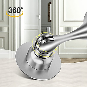 Door Stopper, Wedama Stainless Steel Magnetic Door Stop, 1 Pack Heavy Duty Door Catch Holder, Wall&Floor Mounted Door Open Holder with Adhesive Tapes for No Drilling, Screws for Stronger Mount-Silver