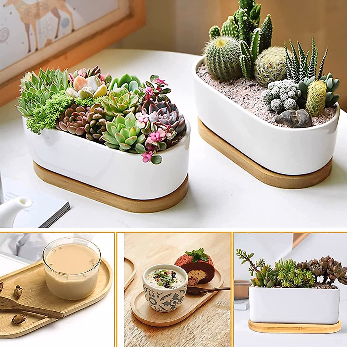 2PCS Small Wood Tray，Bamboo Tray，Wood Tray，Wood Bathroom Tray，Wooden soap Tray，Bathroom Counter Tray，Bamboo soap Dish，Kitchen soap Tray