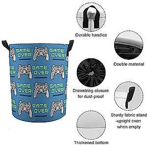 LynaRei Laundry Hamper Funny Cartoon Joysticks Gamepad Dirty Clothes Storage Basket Collapsible Waterproof Toy Organizer for Boys And Girls Bedrooms, Bathroom