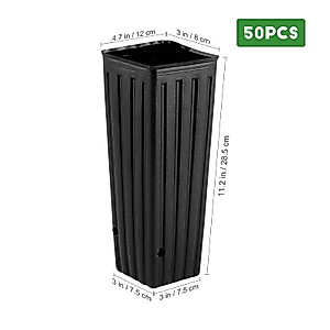 DOITOOL 50Pcs Plastic Nursery Bags for Plants, Tall Seedling Flower Plant Container Starting Pots, Flower Pot Container Bonsai Holder Succulent Planter with Drainage for Plant Growing (Black)