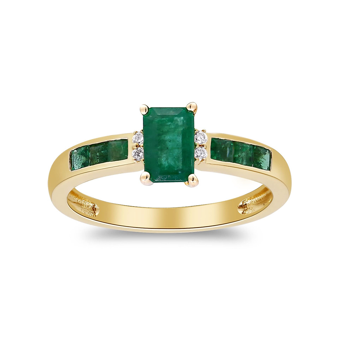 Gin & Grace 14K Yellow Gold Natural Zambian Emerald Ring with Natural Diamonds for women | Ethically, authentically & organically sourced Pear, Square-Cut Emerald hand-crafted jewelry for her.