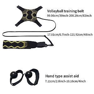 Yuhoo Volleyball Training Equipment Aid, Adjustable Waist Belt Volleyball Trainer Elastic Soccer Volleyball Hitting Trainer for Serving, Setting, Spiking and Arm Swing Accessories(Black), free size