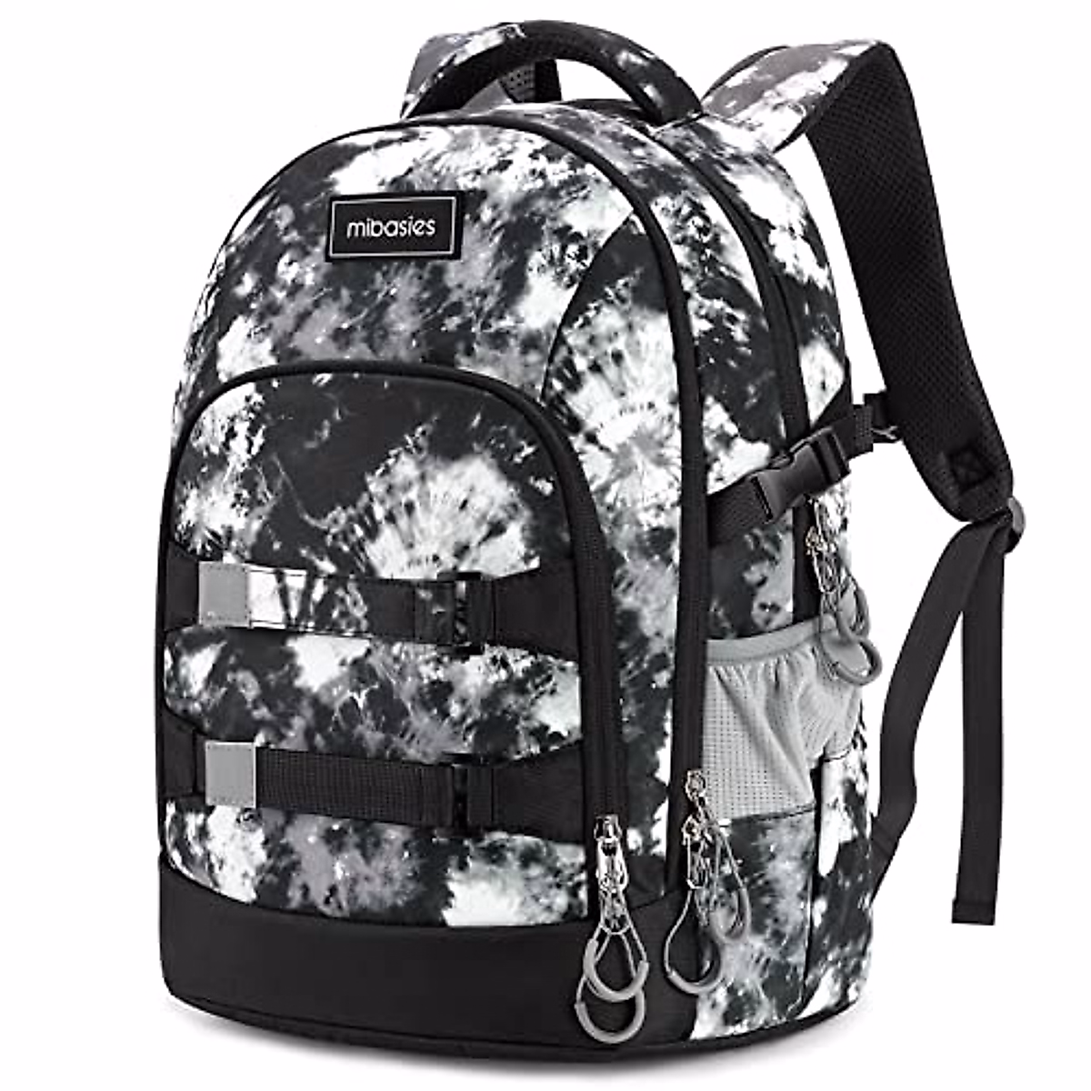 mibasies Kids Backpack Boys, Elementary School Backpack for Boys 17Inch(Marble Black)