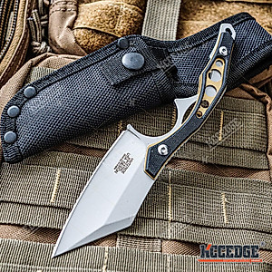 Tactical Knife Hunting Knife Survival Knife 7.25" Fixed Blade Knife With Hybrid Blade Camping Accessories Camping Gear Survival Kit Survival Gear Tactical Gear 79224 (Black / Gold)