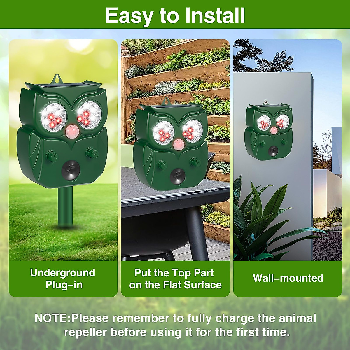 2Pcs Ultrasonic Animal Repellent Outdoor Solar Animal Repeller with Motion Sensor Cat Repellent Outdoor Waterproof to Scare Raccoon Fox Rabbit Deer Squirrel Skunk Repellent for Yard Garden (NO.3)