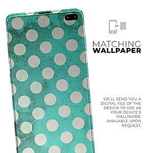 DesignSkinz Dark Teal and White Polka Dots Pattern Protective Vinyl Decal Wrap Skin Cover Compatible with The Samsung Galaxy S20 (Screen Trim & Back Glass Skin)