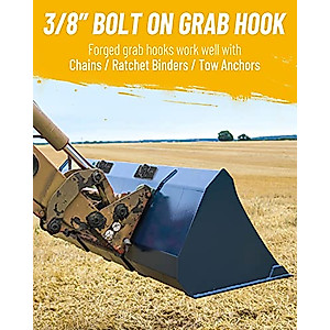 SPARKWHIZ 3/8" Tractor Bucket Hooks, Bolt On Grab Hook Grade 70 Forged Steel, Tow Hook Mount with Backer Plate for John-Deere Loader kubota Tractor Bucket (Black)