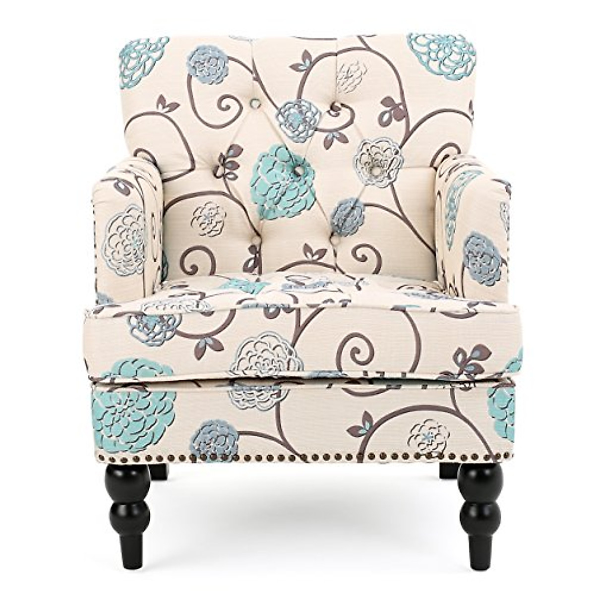 Christopher Knight Home Harrison Fabric Tufted Club Chair, White / Blue