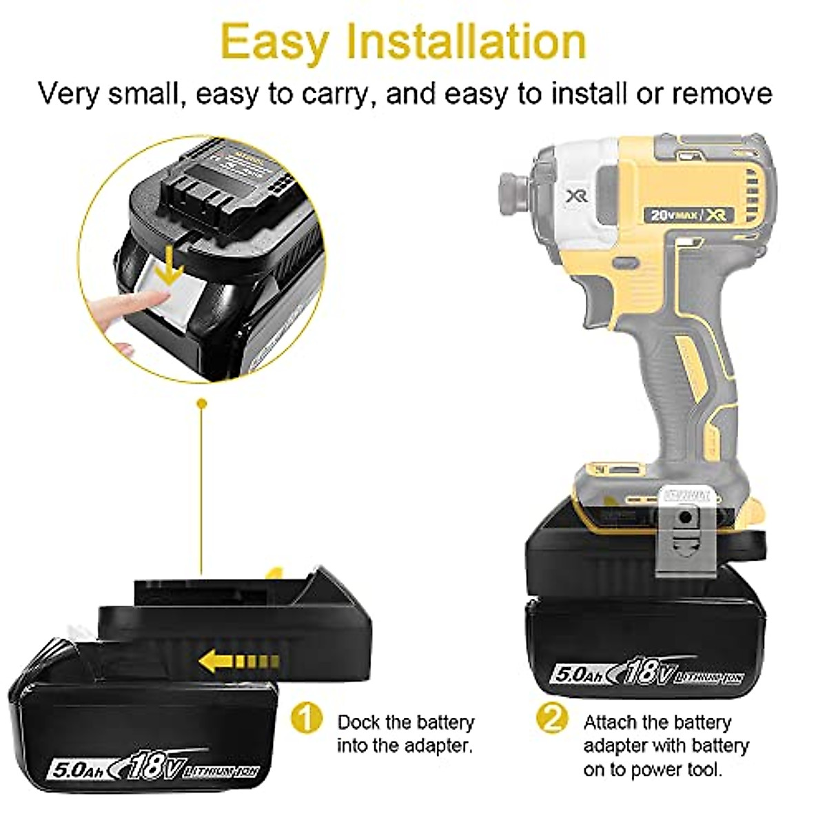 ZLWAWAOL MT20DL Battery Adapter Converter Compatible for Makita 18V Li-ion Battery Convert to Dewalt 20V DCB206 DCB204 DCB200 Li-ion Battery Compatible for Dewalt 20V Cordless Power Tools