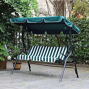 Swing Canopy Replacement, Waterproof Swing Top Cover Canopy 300D Replacement Garden Patio Porch Yard Outdoor, Top Cover Only (Green) (04OGD0007A)