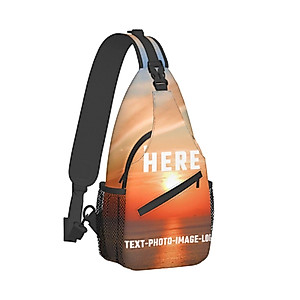 Custom Sling Bag Personalise Image Text Crossbody Shoulder Bag Travel Hiking Daypack Chest Bags For Women Men.