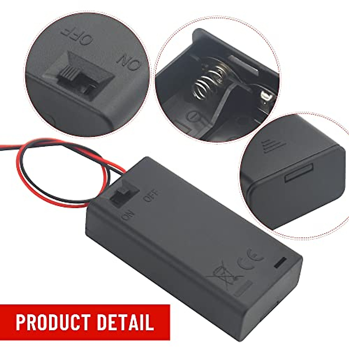 WMYCONGCONG 10 PCS 2X 1.5V AA Battery Holder Case Storage Box w/Wire Leads and ON/Off Switch