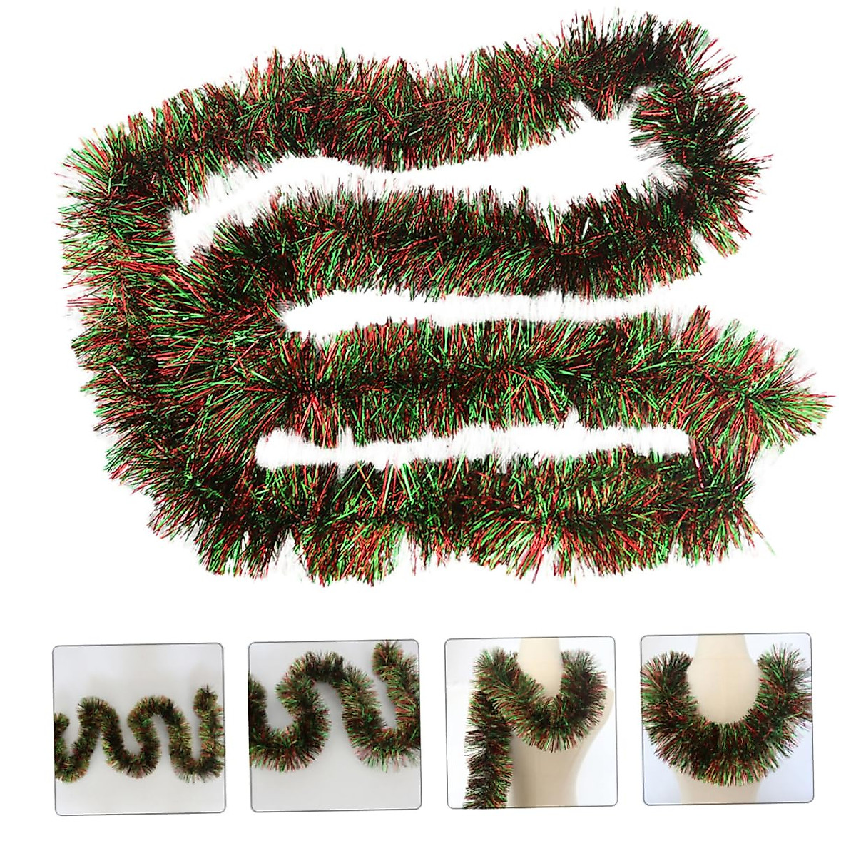 jojofuny 9 Pcs Latte Art Xmas Wreath Garland Metallic Fringe Garland Christmas Tree Hanging Decorations Ribbon Banner Garland Tree Garland Ribbon Xmas Garland Tassel Merry Christmas Plastic