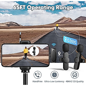 Wireless Lavalier Microphone for iPhone iPad, 2 Pack Mini Wireless Clip-on Microphones Lapel Mics Plug-Play Crystal Clear Sound Quality for Recording, Live Streaming, YouTube, Facebook, TikTok