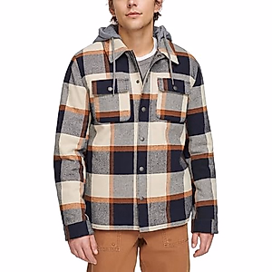 Levi's Men's Sherpa Lined Shirt Jacket (Regular & Big & Tall Sizes), Hooded Skater Plaid, Medium