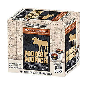 Harry & David Moose Munch Gourmet Coffee 18 Single Serve Cups Beverage Hot or cold (Maple Walnut)
