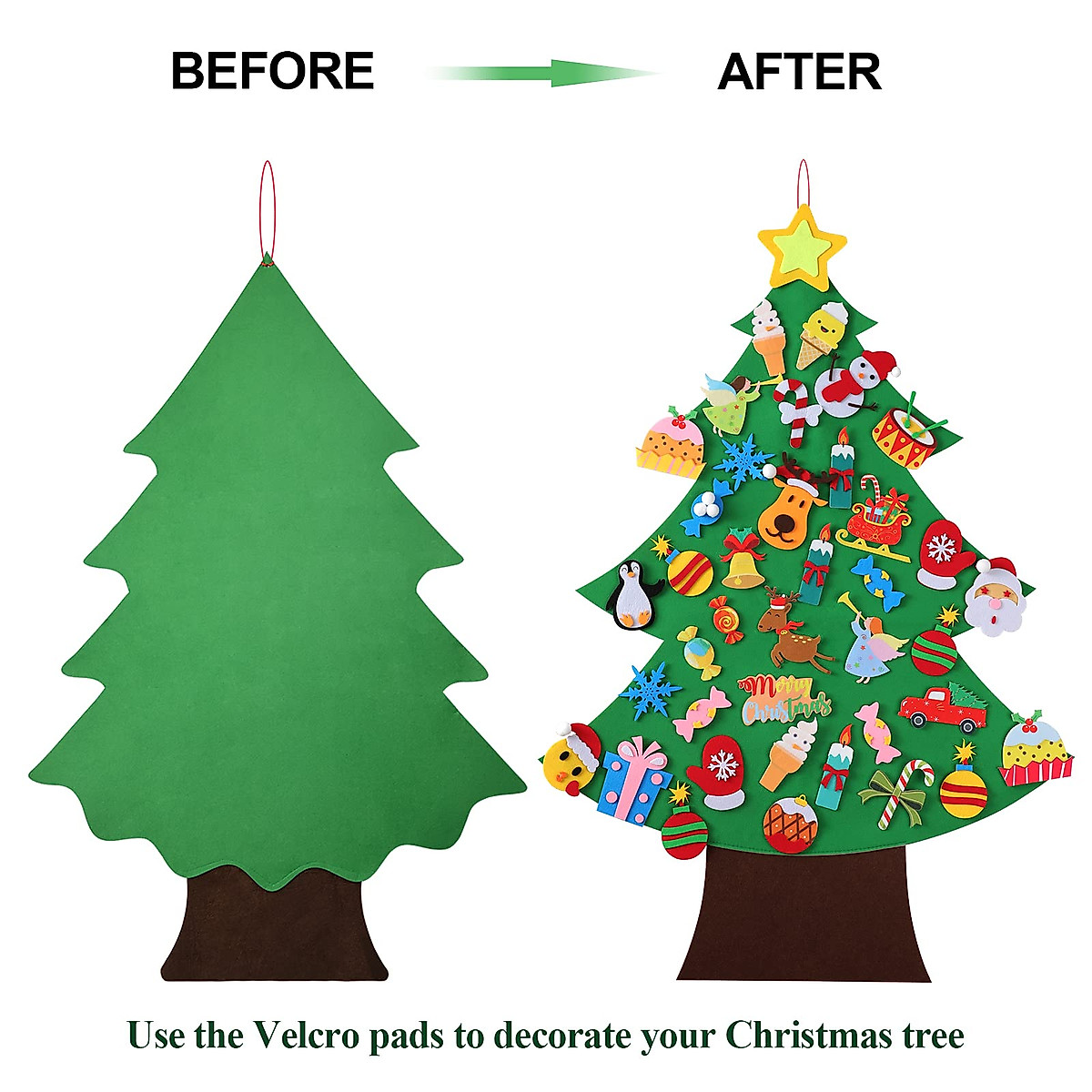 Felt Christmas Tree - 3.5 FT Wall Felt Christmas Tree for Kids with 40 Pcs Ornaments, DIY Xmas Gifts for Christmas Decorations