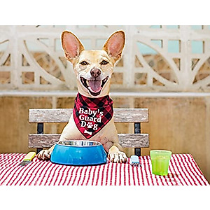 YHTWIN Funny Cute Red Plaid Cotton Triangle Pet Dog Bandanas, Baby's Guard Security Dog Scarf Accessories Props Decorations, Dog Birthday Party Photograph Props for Pet Lovers Owner Gift
