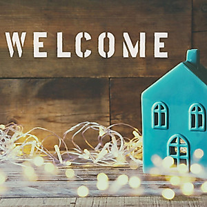 Attisstore Painting Stencil Set, 1 inch Plastic Letters and Numbers Interlocking Stencil Kit 138 Pieces, Black